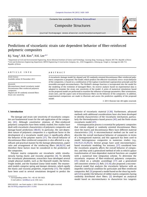 Predictions Of Viscoelastic Strain Rate Dependent Behavior Of Ber Reinforced Polymeric
