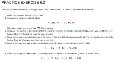 Practice Exercise 92 Use A While Loop To Solve The