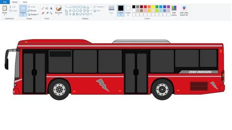 How To Draw Hybrid Electric Bus In Ms Paint Bus Drawing Tutorial Bus Drawing Drawing