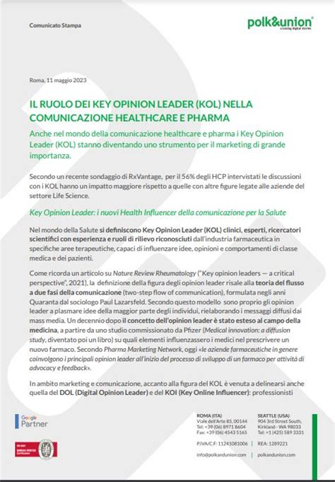 Il Ruolo Dei Key Opinion Leader Kol Nella Comunicazione Healthcare E