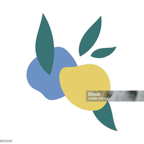 추상은 과일 영감을 형성합니다 손으로 그린 유기적인 모양 벡터 그림 평면 디자인 개체 그룹에 대한 스톡 벡터 아트 및 기타