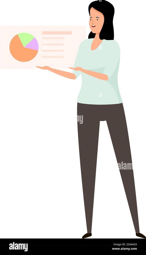 Businesswoman Is Standing And Presenting Data Analysis Using A Pie Chart Illustration