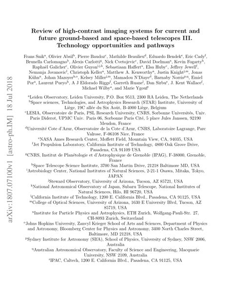 Pdf Review Of High Contrast Imaging Systems For Current And Future Ground Based And Space