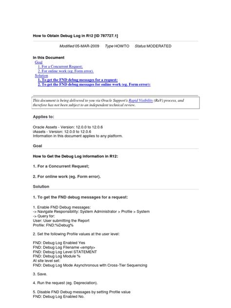 Get Debug Log In R12 Pdf Debugging Oracle Database