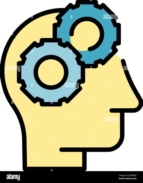 Brain Thinking Icon Outline Vector Health Process Visual Perception Color Flat Stock Vector