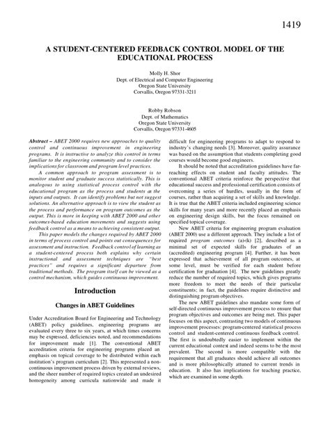 Pdf A Student Centered Feedback Control Model Of The Educationalprocess