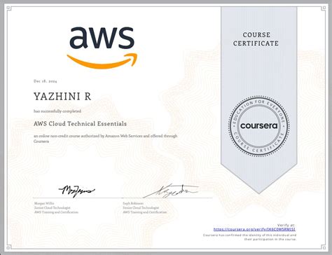 Yazhini R On Linkedin Aws Cloudcomputing Learningjourney Coursera Skilldevelopment