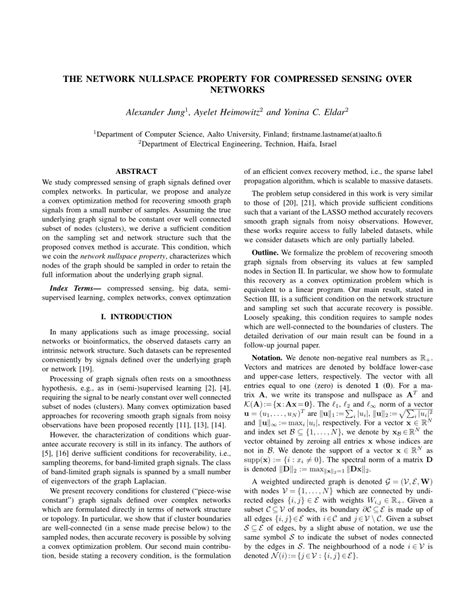 Pdf The Network Nullspace Property For Compressed Sensing Over Networks