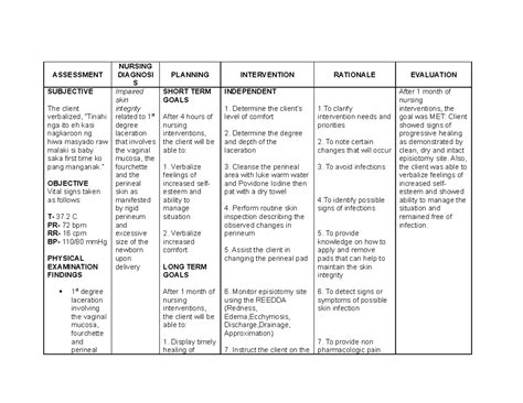 Ncp Impaired Skin Integrity Assessment Nursing Diagnosi S Planning