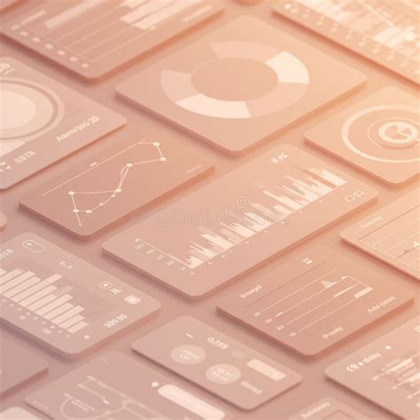 Rectangular Panels Display Various Data Visualizations Including Pie Charts Line Stock