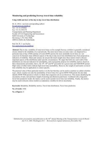 Paper Monitoring And Predicting Freeway Travel Time Reliability Atmo