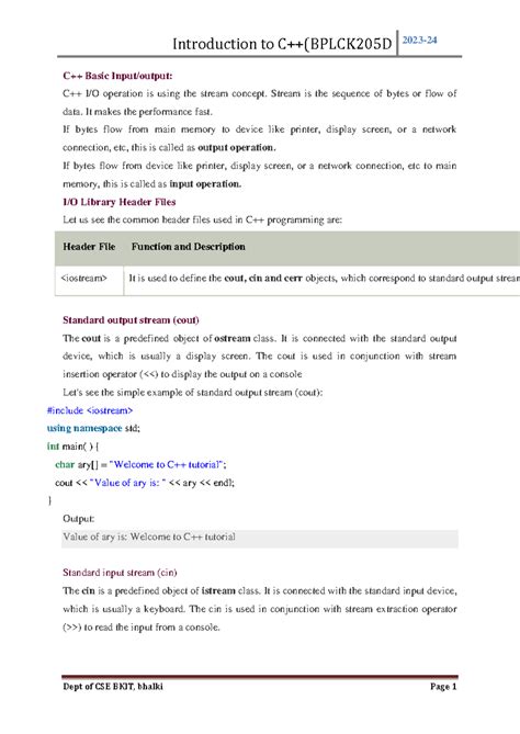 Bplck 205dm2 Eee 1st Yr Module 2 Notes Introduction To C