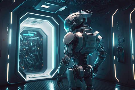 premium ai image chatbot robot in futuristic space station