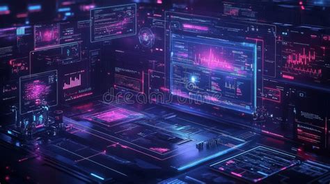 Futuristic Workspace With Multiple Ai Interfaces Displaying Data