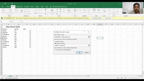 Creating Pivot Table Using Microsoft Excel Youtube