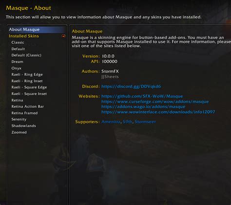 question unable to apply skins · issue 267 · sfx wow masque · github
