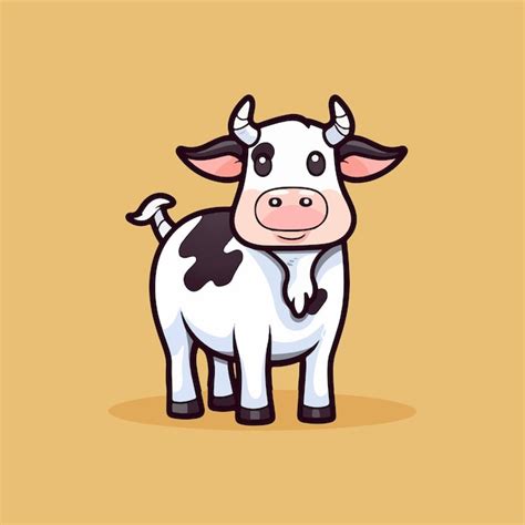 귀여운 암소 만화 벡터 일러스트 레이 션 프리미엄 벡터