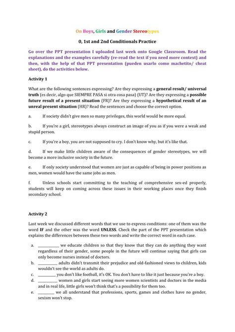 Gender Stereotypes And Conditional Sentences 5964265