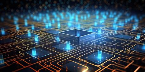 Abstract Technology Background Of A Quantum Computing System With Processors Artificial