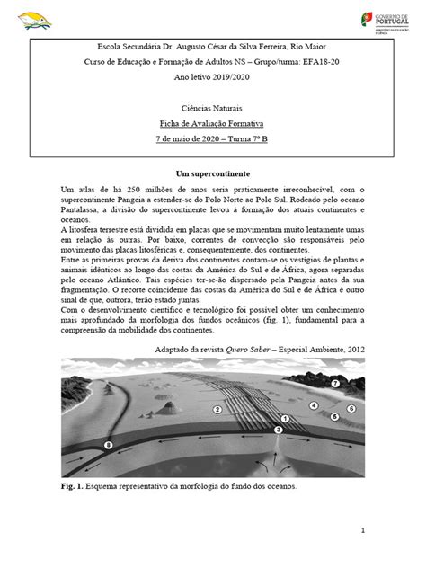 Ficha Formativa Deriva Tectónica Dobras E Falhas Pdf
