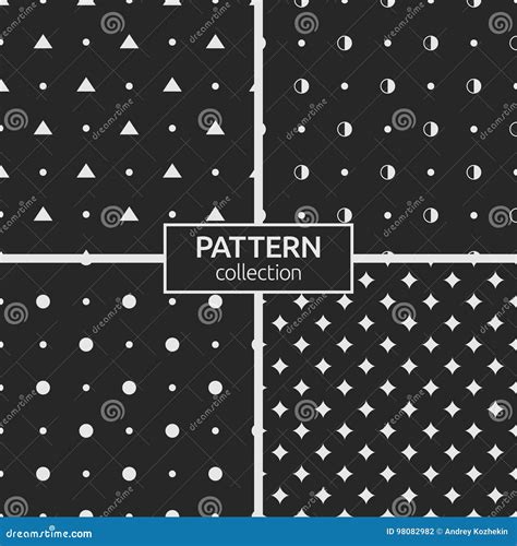 Set Of Four Seamless Patterns Stock Vector Illustration Of