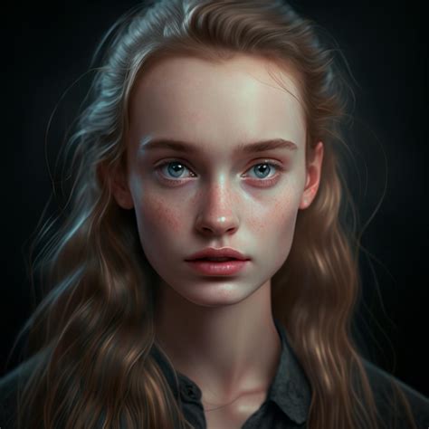 Premium Photo Portrait Of A Cute Blonde Girl With Freckles