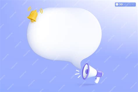 Premium Vector 3d Megaphone Speaker Icon Symbol Notification Bell Speech Bubble Loudspeaker