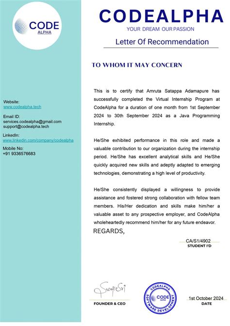 Amruta Adamapure On Linkedin Codealpha