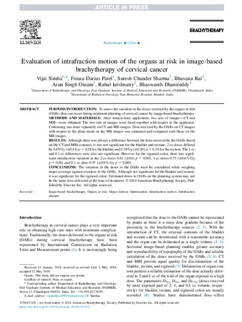 Pdf Evaluation Of Intrafraction Motion Of The Organs At Risk In Image