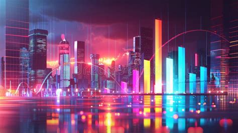 Featuring Ascending Bar Financial Growth Graphs And Pie Charts In Vibrant Colors With A