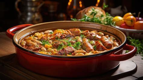 National Cassoulet Day A Rustic Setting With A Hearty Cassoulet In A