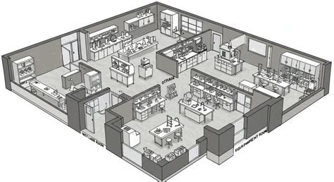Laboratory Layout Features Distinct Areas Labeled As The Equipment