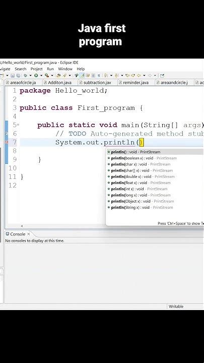 Write Java First Program In Eclipse Shorts Java Youtube