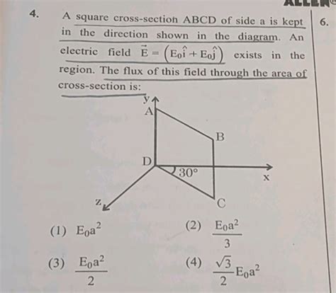 Question A Square Of Side A With Cross Section Abcd Is Oriented As Show
