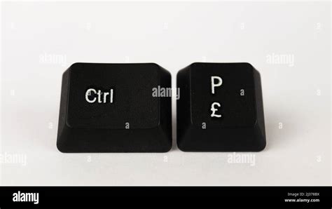 Ctrl P Text Created With Keyboard Keys Isolated On White Background White Shortcut On Black