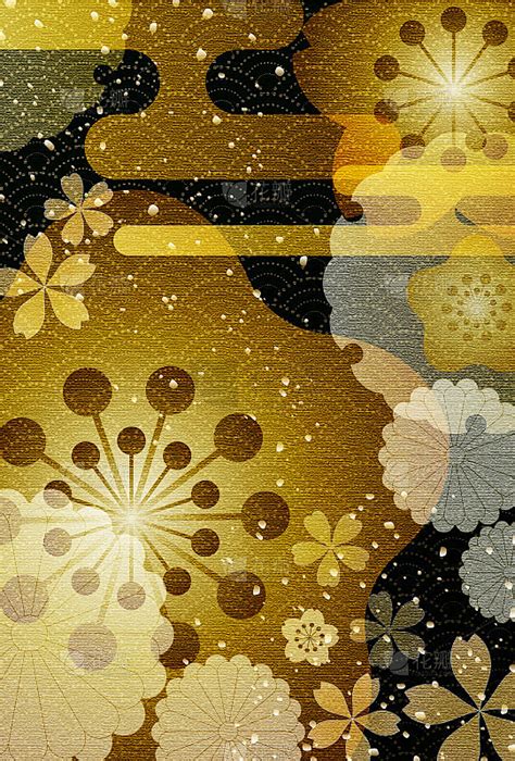 黑色背景与传统设计素材 花瓣网