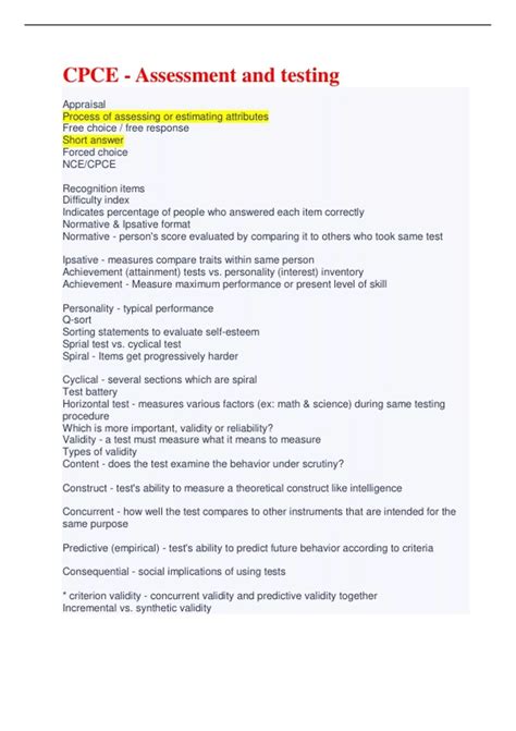 Cpce Assessment And Testing Cpce Assessment And Testing Stuvia Us