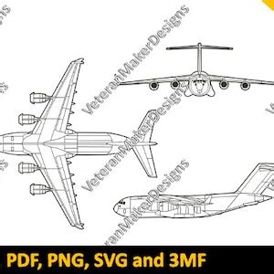 C 17 Globemaster Blueprint Silhouettes Etsy