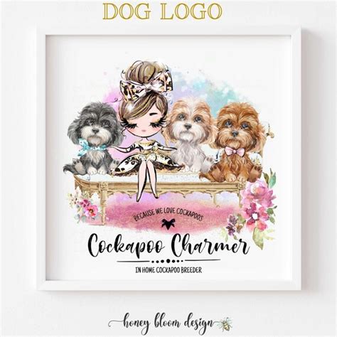 Adorable Dog Breeder Logo Cockapoo Logo Dog Boutique Groomer Etsy