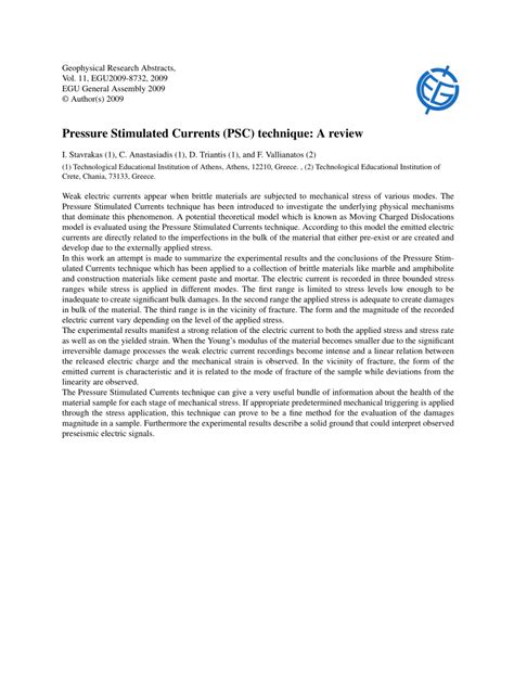 Pdf Pressure Stimulated Currents Psc Technique A Review