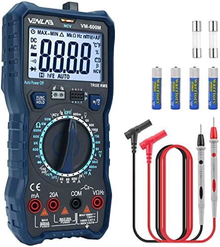 VENLAB Digital Multimeter TRMS 6000 Counts Manual Range DC AC Volt Ohm Circuit Tester For