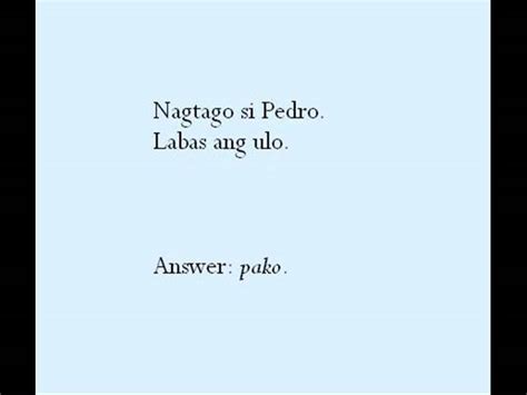 Riddles In Tagalog With Answers Pin On Filipino