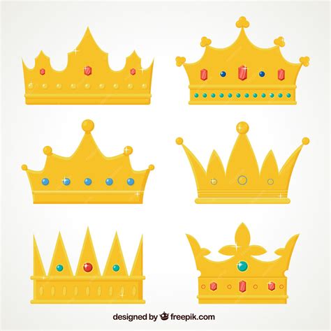 보석과 금 왕관 팩 무료 벡터