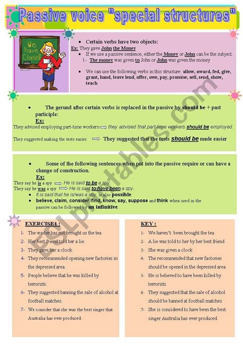 Passive Voice Special Structures Key Included Esl Worksheet By Teaching English