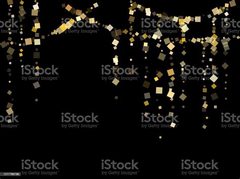심플한 골드 색종이 스팽글 틴셀이 검은색으로 떨어지는 빛나는 새해 벡터 스팽글 배경입니다 골드 호 일 색종이 파티 폭발 그림입니다 마름모 조각 파티 배경입니다 권적운에 대한