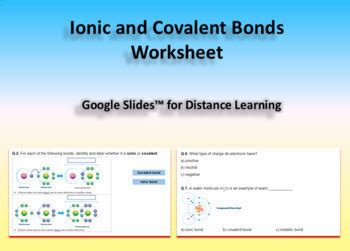 Ionic And Covalent Bonds Worksheet Google Slides For Distance Learning