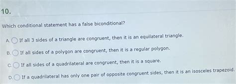 Which Conditional Statement Has False Biconditional A If All 3 Sides