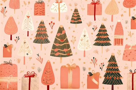 Christmas Tree Pattern Wallpaper Premium Ai Generated Image