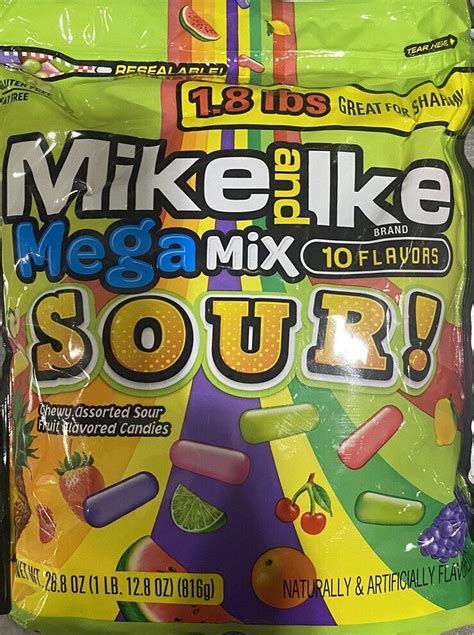 Mike And Ike Sour Mega Mix Chewy Candy 288 Oz Candies Resealable Bag 1