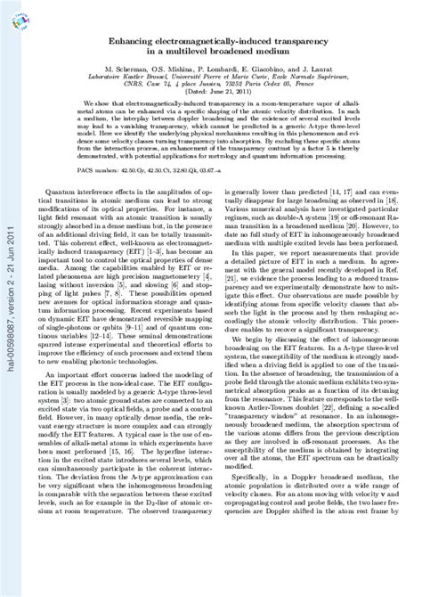 Pdf Enhancing Electromagnetically Induced Transparency In A